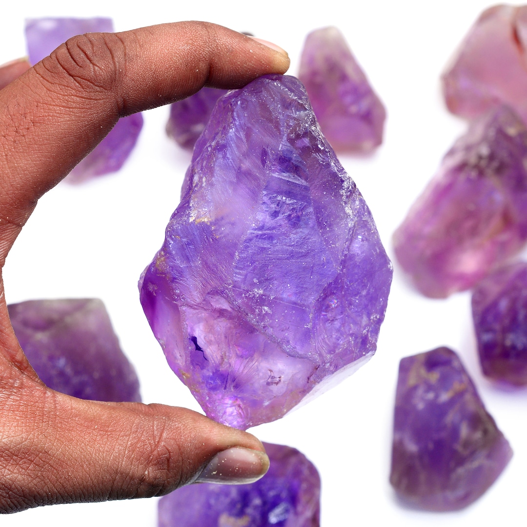 Natural Amethyst Rough Stones - Purple Amethyst - Rough Raw Stones Natural Gemstones Bulk ...