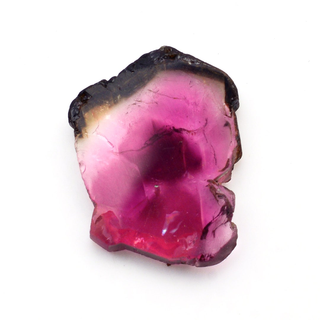 Watermelon Tourmaline Slice Natural Green Pink Gemstone - Etsy