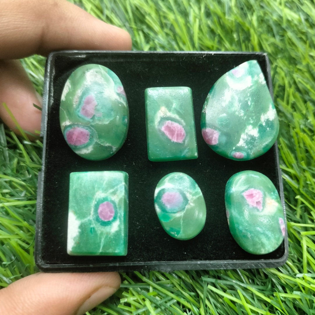 6pcs Ruby Fuchsite, Ruby Fuchsite Wholesale Lot, Smooth Polished ...