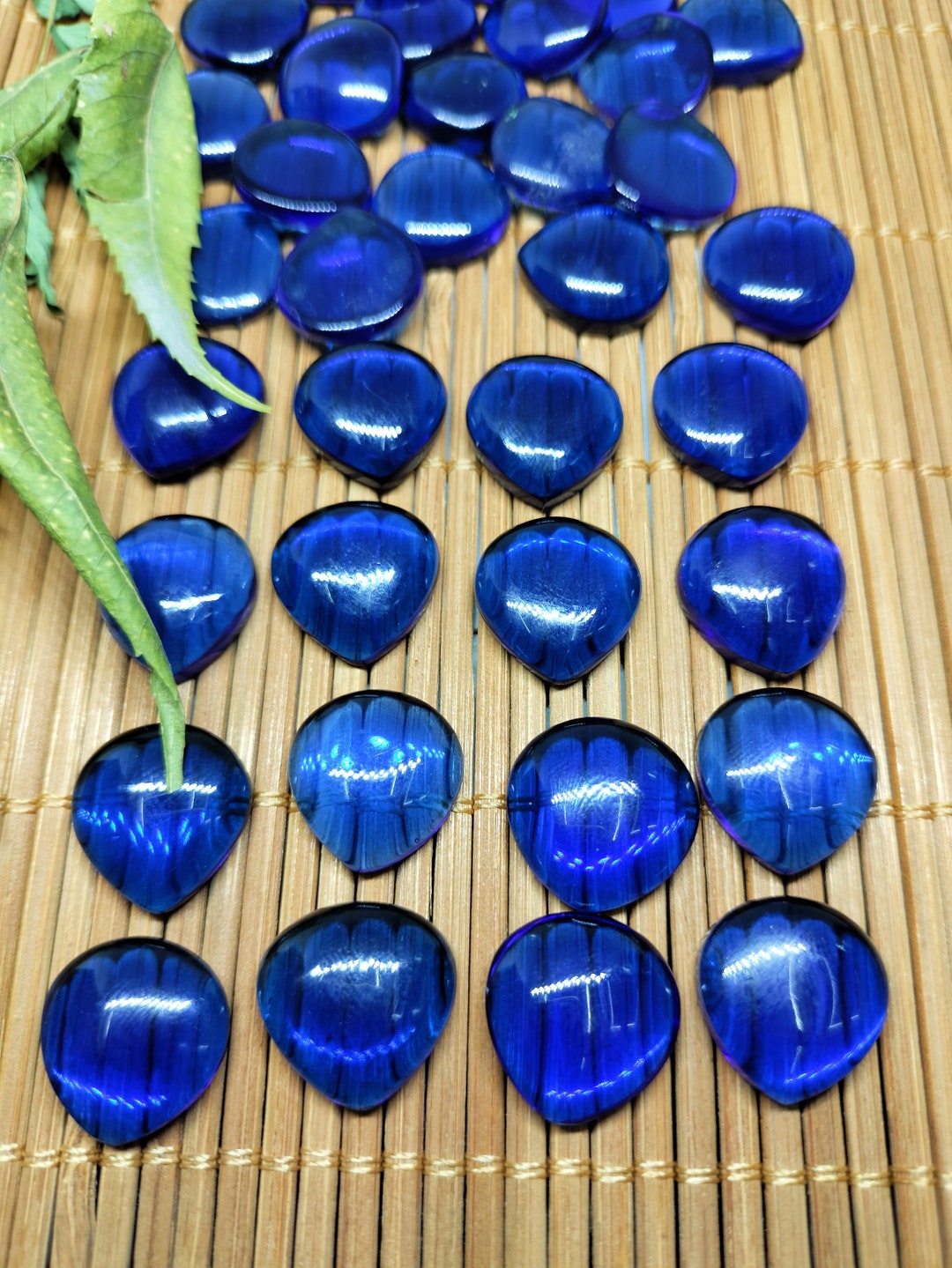 10 Pieces Blue Color Glass 15.5x15x5 MM Calibrated Loose Stones, Heart ...