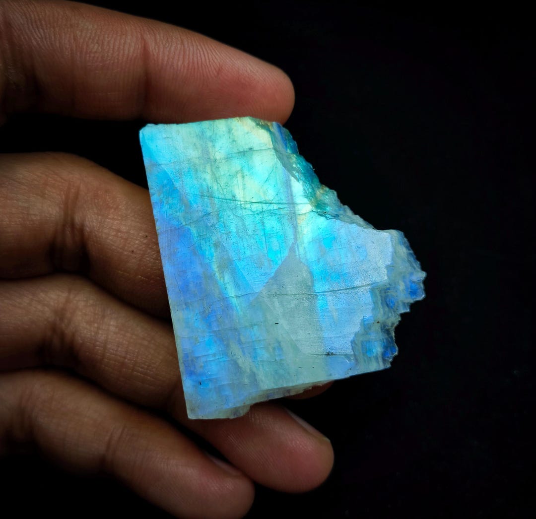 Raw Rainbow Moonstone Slabs, Rainbow Moonstone Rough Slice, Rainbow ...