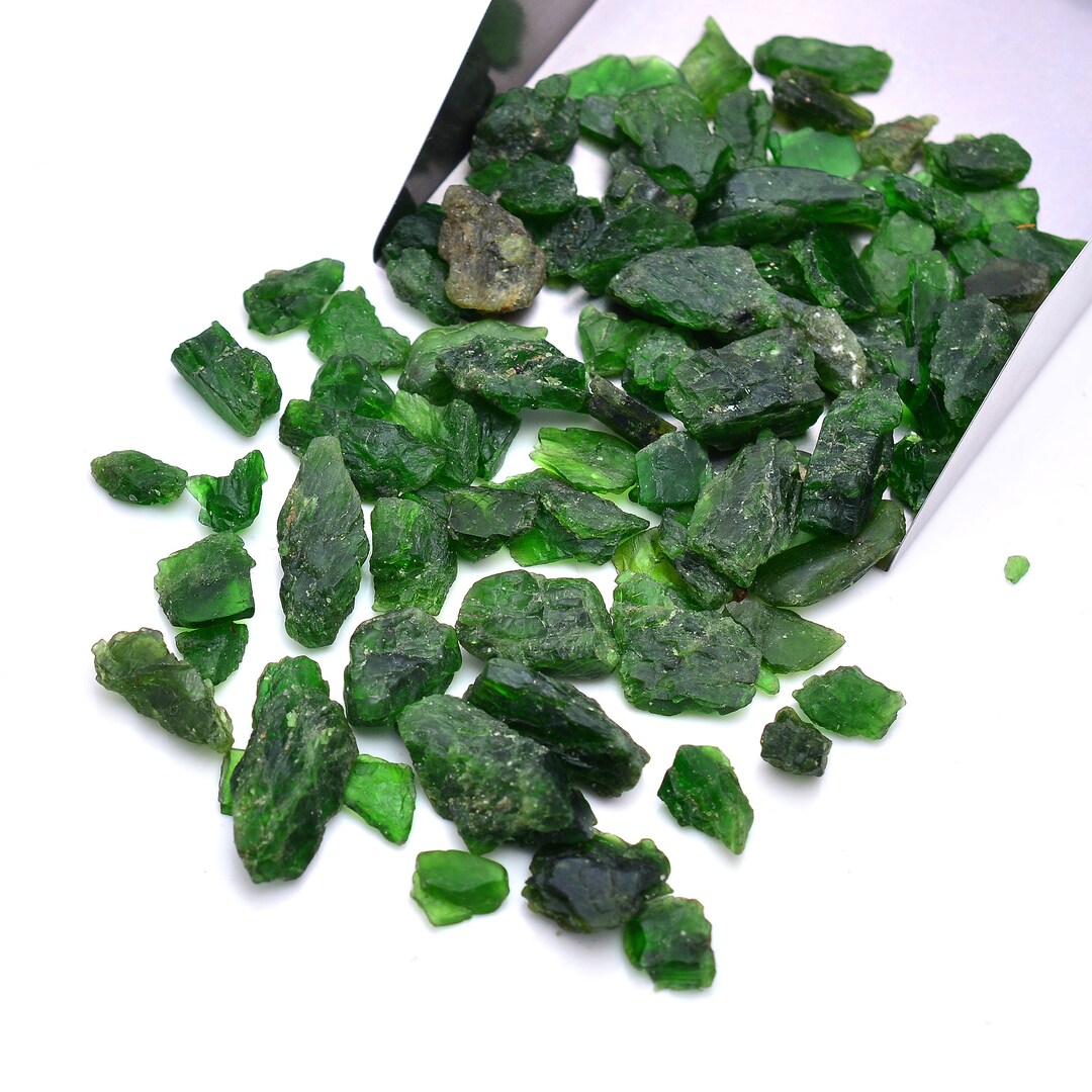 50 Pieces Chrome Diopside Raw Rough Stone Green Chrome Healing Raw ...