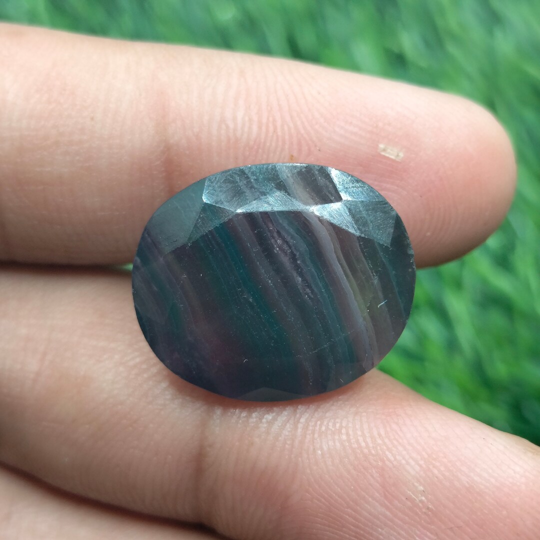 Natural Fluorite Pentagon Cut Stone ~ Multi Fluorite 20x17x10mm Oval ...