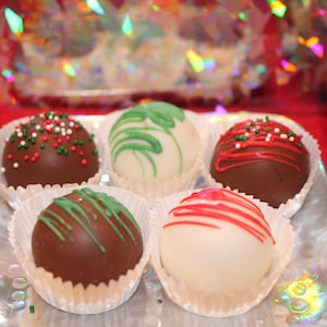 Chocolate Covered Christmas Cake Bites – Assorted Flavors – 1 Dozen - Etsy