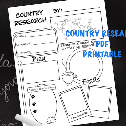 Country Research PDF Printable Worksheet Activity - Etsy