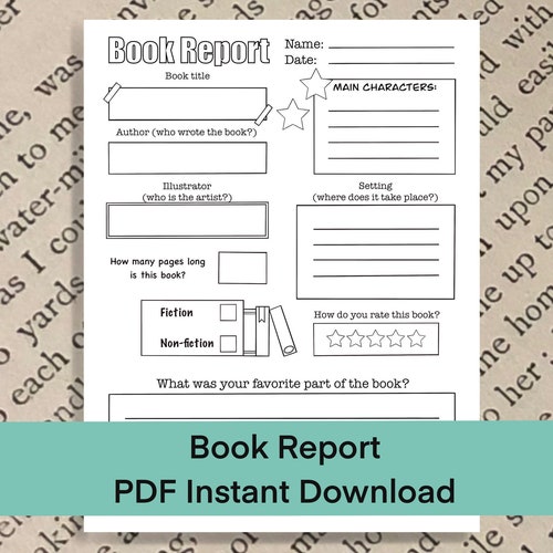 Book Report Template Easy and Informative PDF Instant - Etsy
