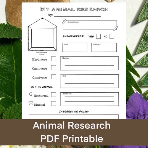 Animal Research PDF Printable Activity Digital Download | Etsy