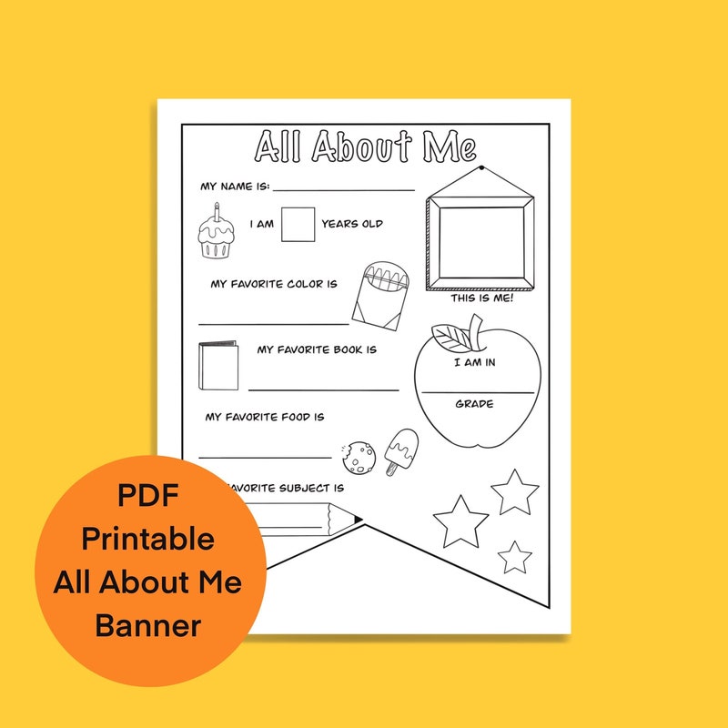 All About Me Pennant - Etsy
