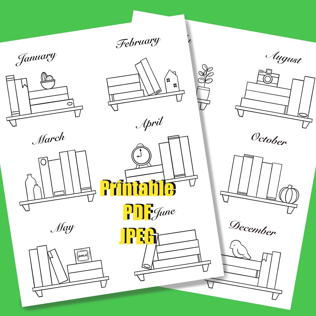 Book Tracker / Log, Coloring Page PDF, JPEG Printable, Digital Download ...