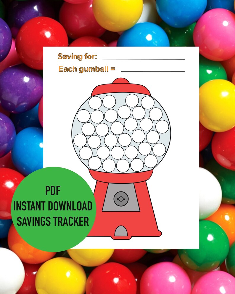 Gumball Machine Savings Tracker PDF Digital Instant Download - Etsy