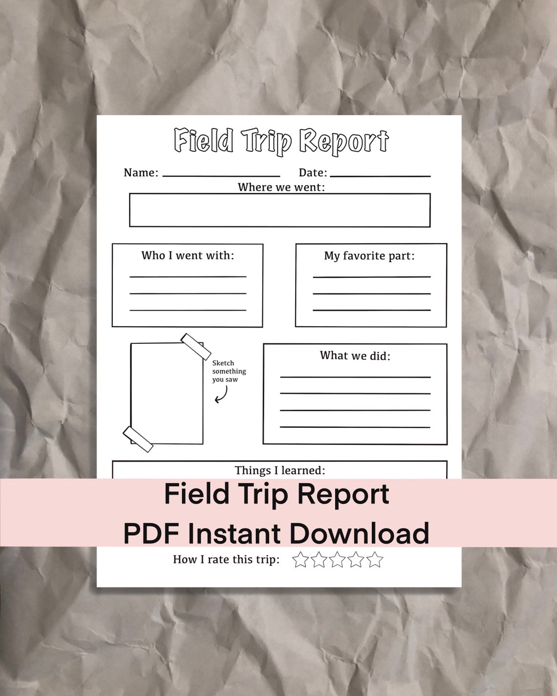 Field Trip Report Printable Instant Download, Digital Download, Fill in ...