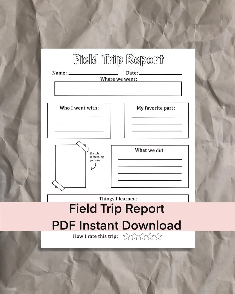Field Trip Report Printable Instant Download, Digital Download, Fill in ...