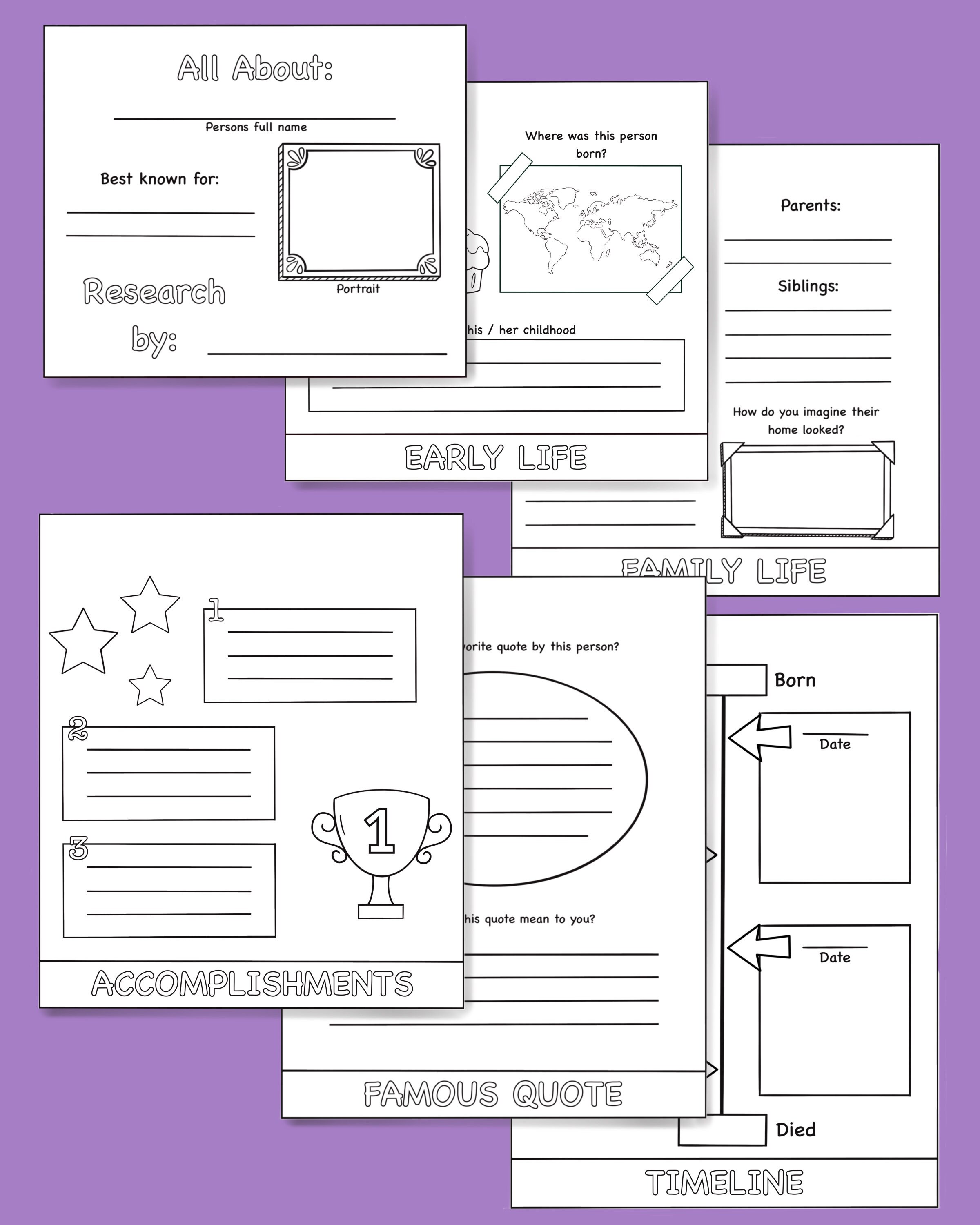 All About Biography Flip Book PDF Printable, Who Was, Research Project ...
