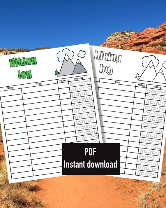 Hiking Log / Tracker PDF Instant Download Printable Digital - Etsy