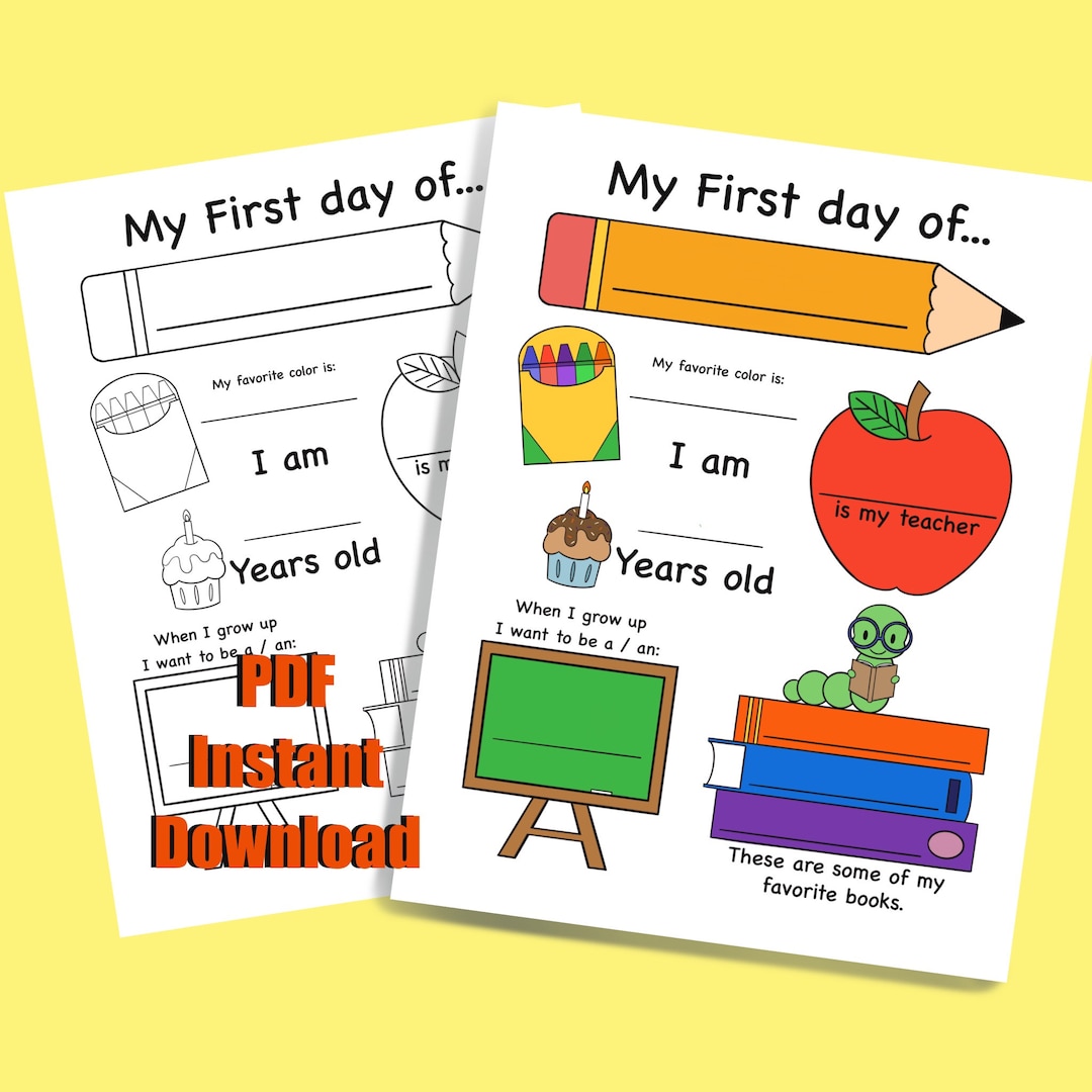 My First Day of School PDF, Printable, Worksheet, Activity - Etsy
