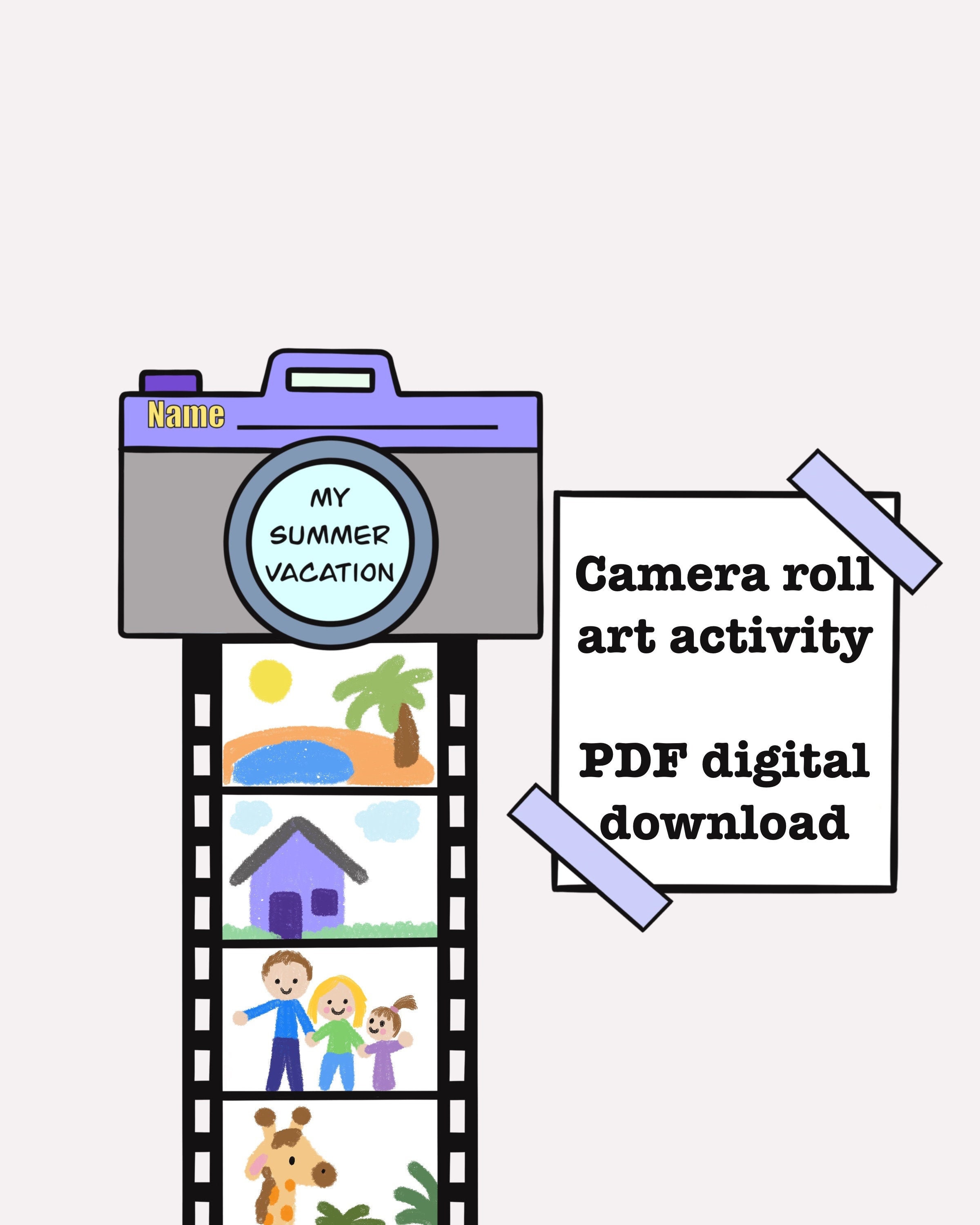 Camera Roll Art Activity, All About Me, Summer Vacation, Digital ...