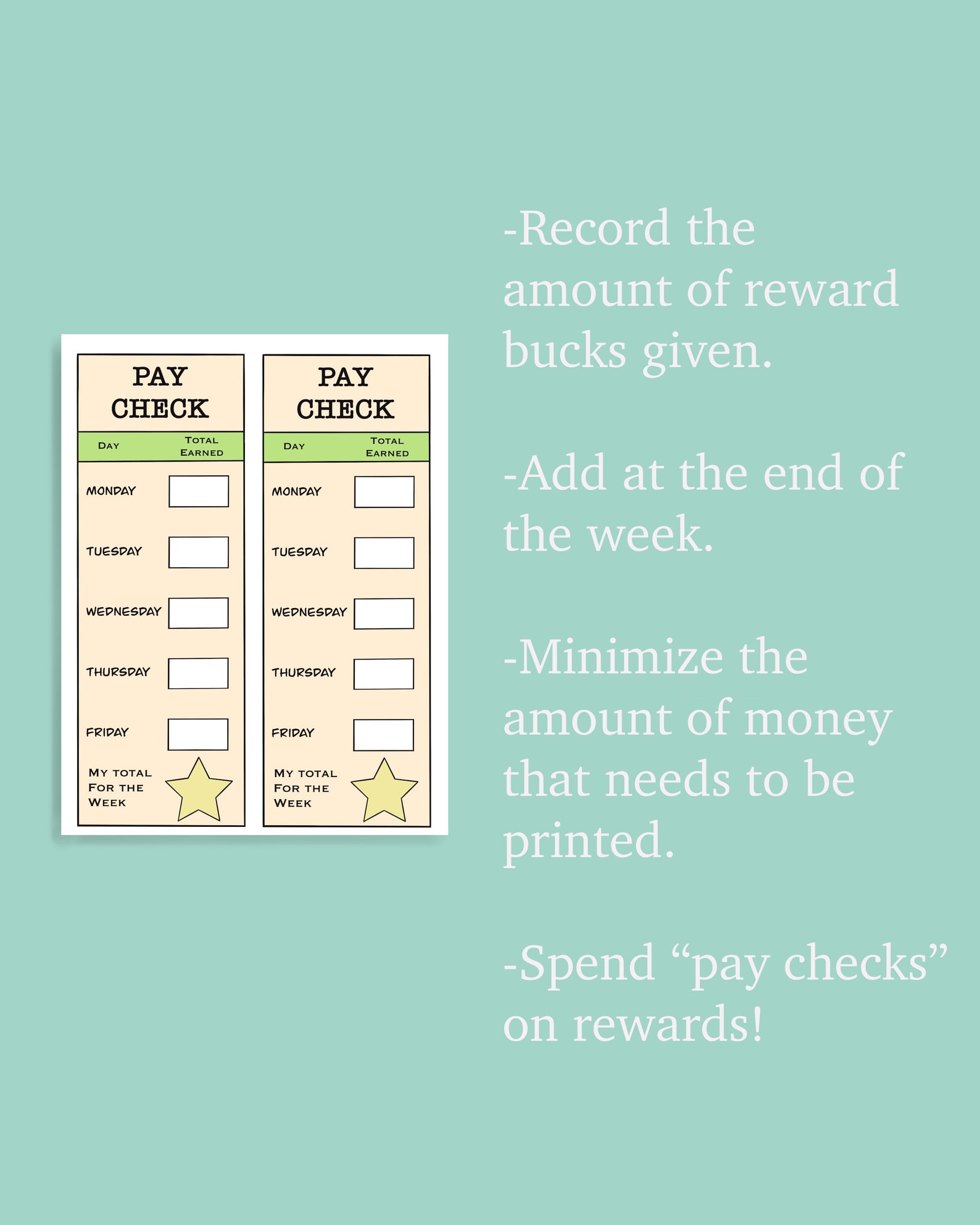 Reward Chart / System / Bucks Chore List PDF Digital - Etsy