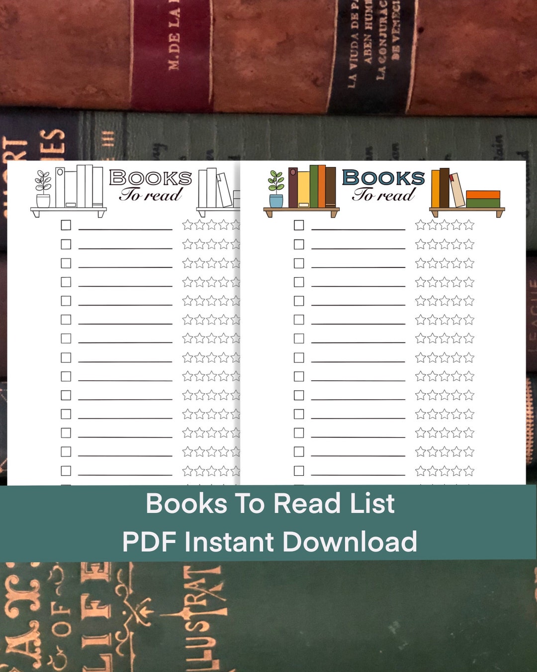 Book List Checklist, Book Log Digital Download, Instant Download ...
