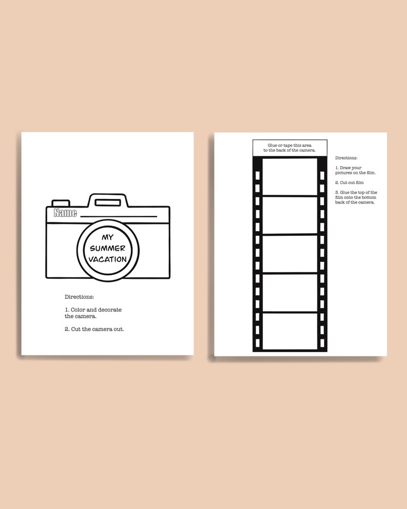 Camera Roll Art Activity, All About Me, Summer Vacation, Digital ...