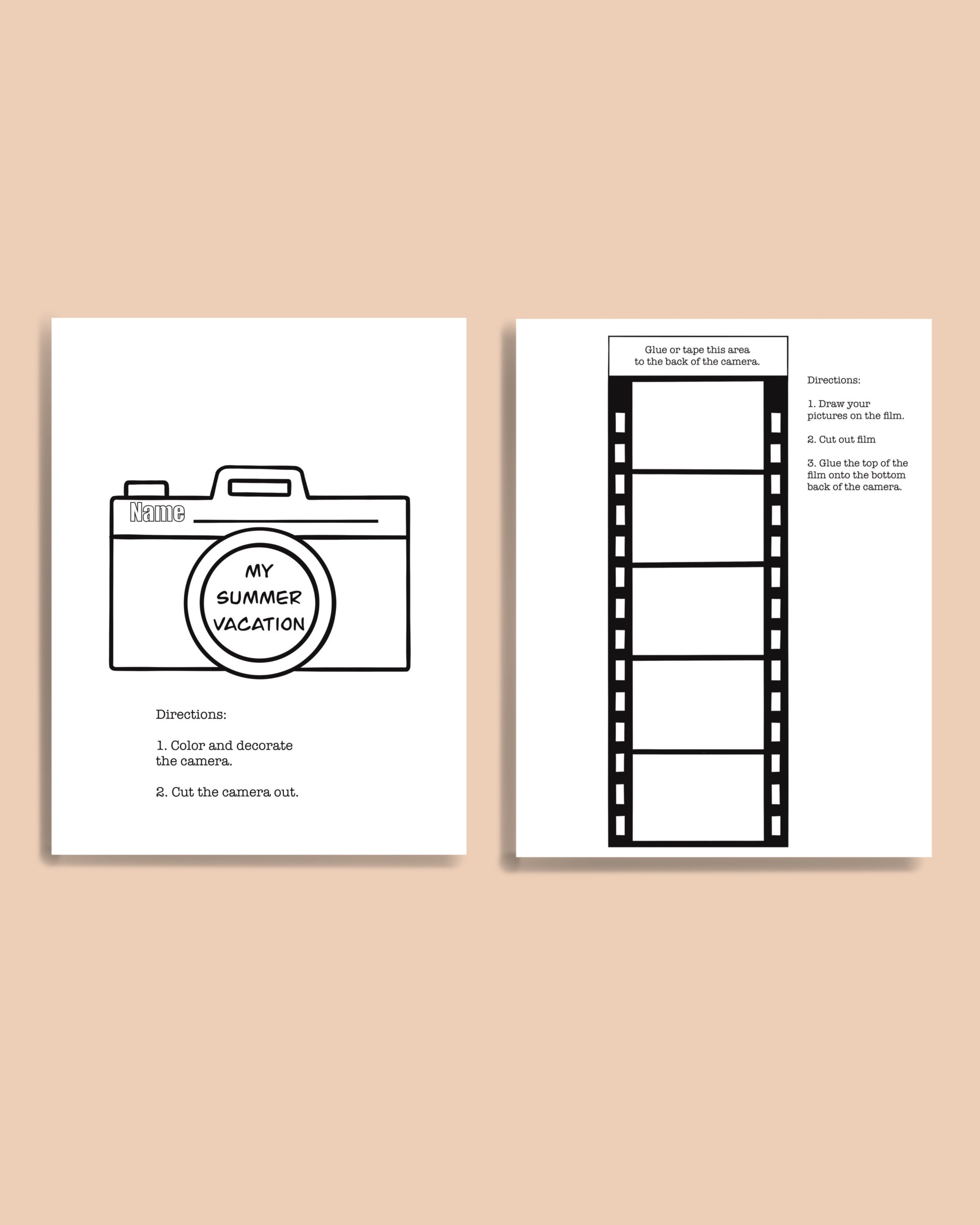 Camera Roll Art Activity, All About Me, Summer Vacation, Digital ...