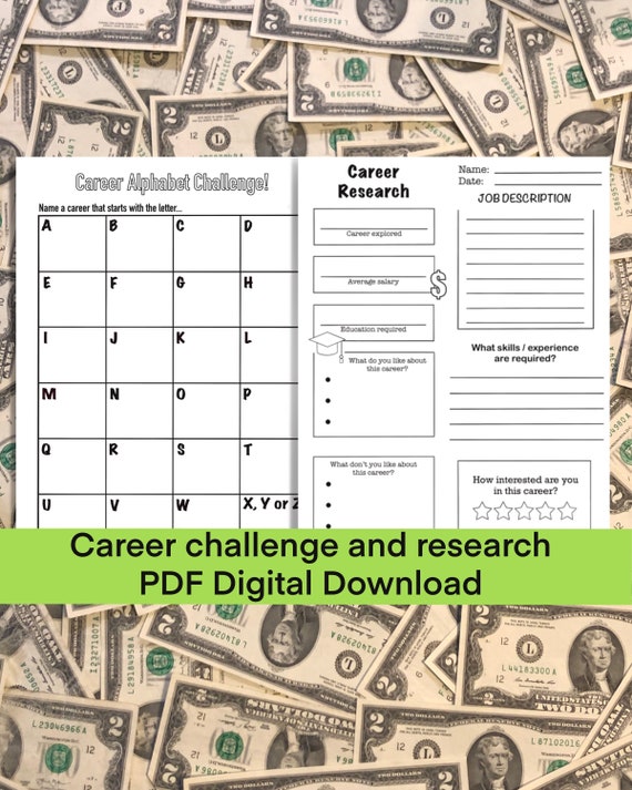 Career Alphabet Challenge and Career Research Printable - Etsy