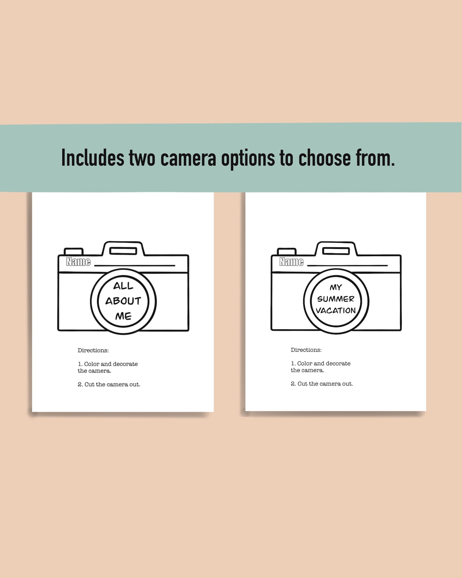 Camera Roll Art Activity, All About Me, Summer Vacation, Digital ...