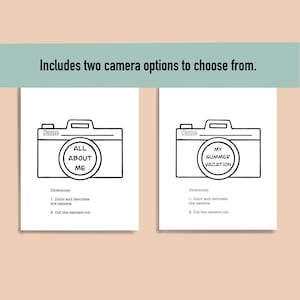 Camera Roll Art Activity, All About Me, Summer Vacation, Digital ...