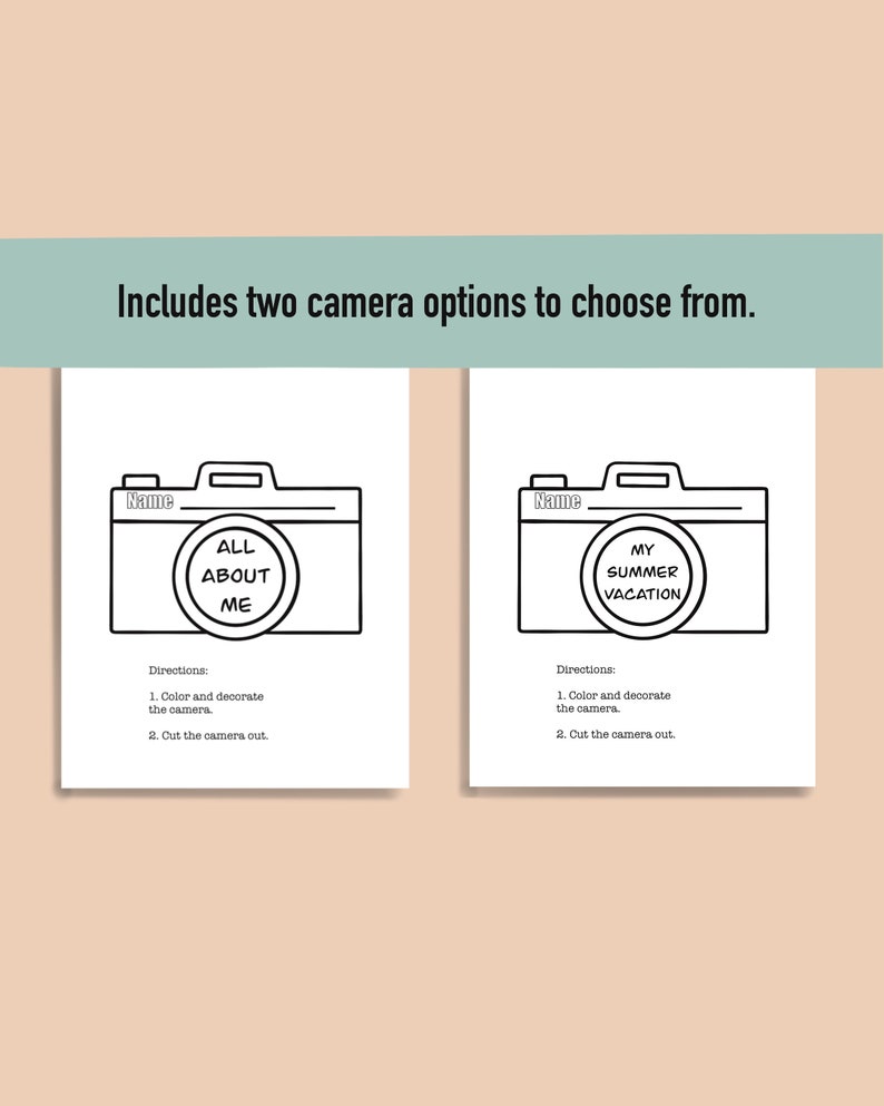 Camera Roll Art Activity, All About Me, Summer Vacation, Digital ...