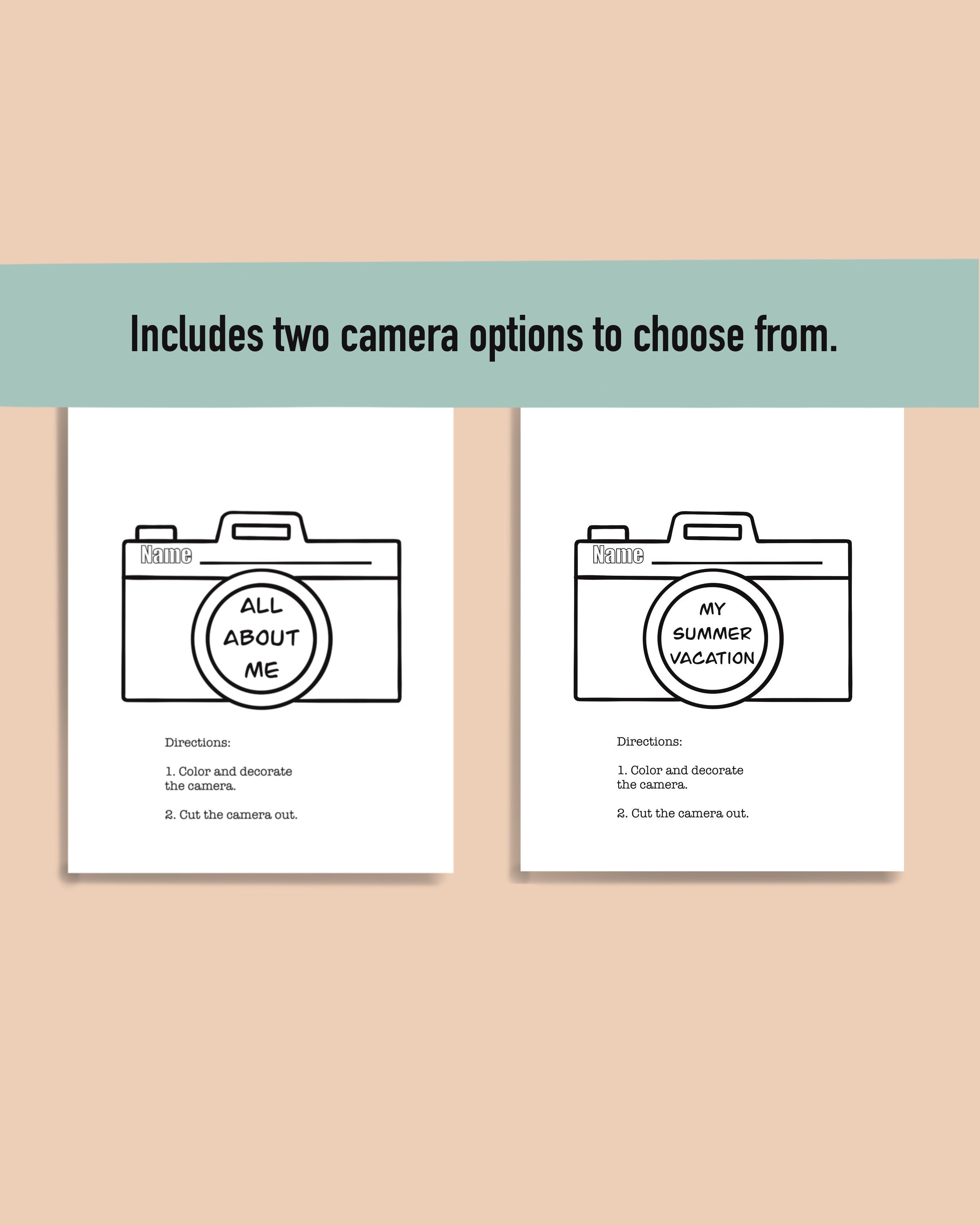 Camera Roll Art Activity, All About Me, Summer Vacation, Digital ...