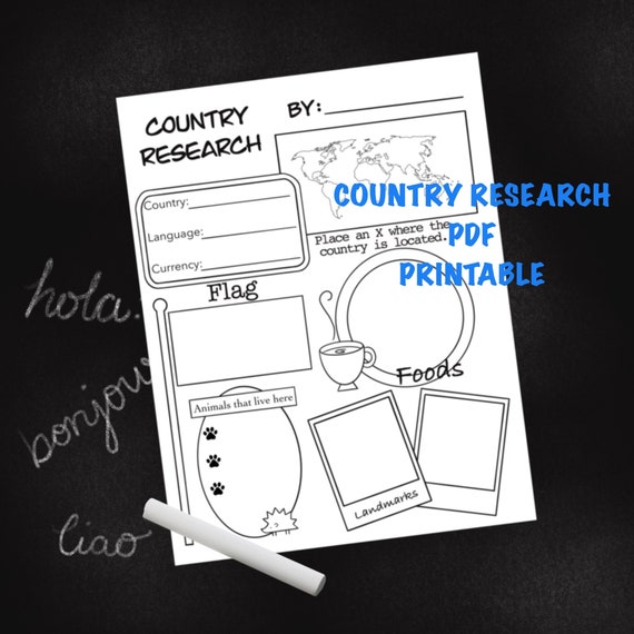 Country Research PDF Printable Worksheet Activity - Etsy