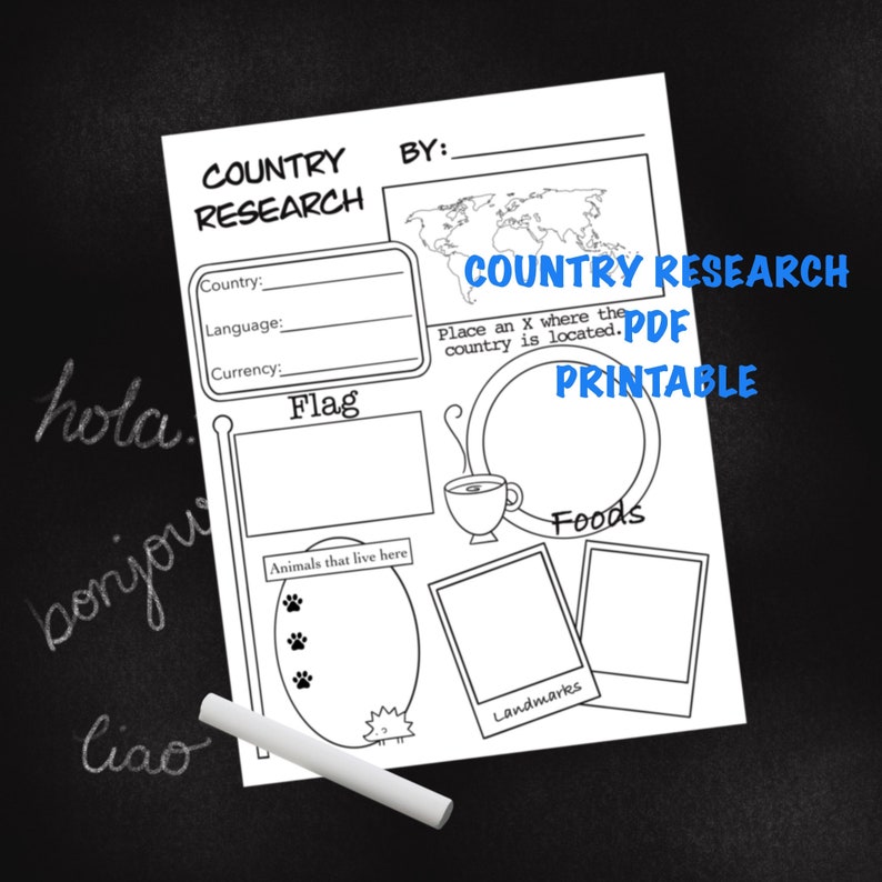 Country Research PDF Printable, Worksheet, Activity - Etsy