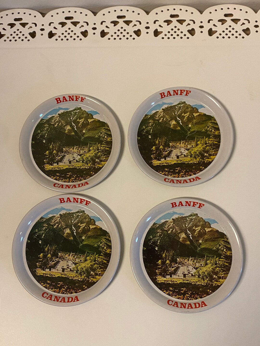 Vintage Set of 4 Banff Alberta Metal Souvenir Coasters - Etsy