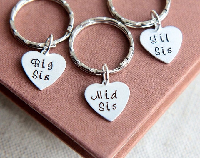 3 Sisters Keychain, Sister Birthday Gift, Big Sis Mid Sis Lil Sis ...