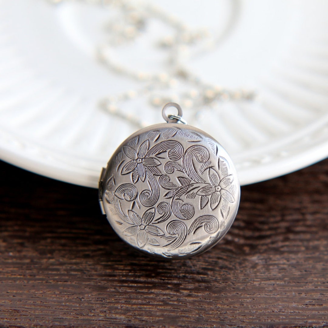 Locket Necklace Locket Pendant Silver Locket Wedding Party - Etsy