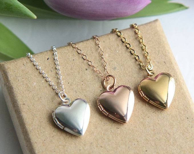Children's Locket Necklace, Locket Necklace, Tiny Heart Locket Necklace ...