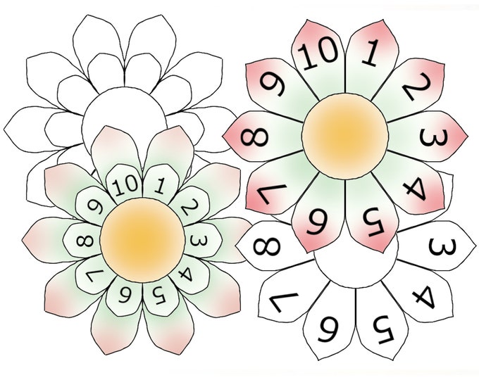 Waldorf SUBTRACTION Flower Printable, Math Wheels 0-10, WATERCOLOR ...