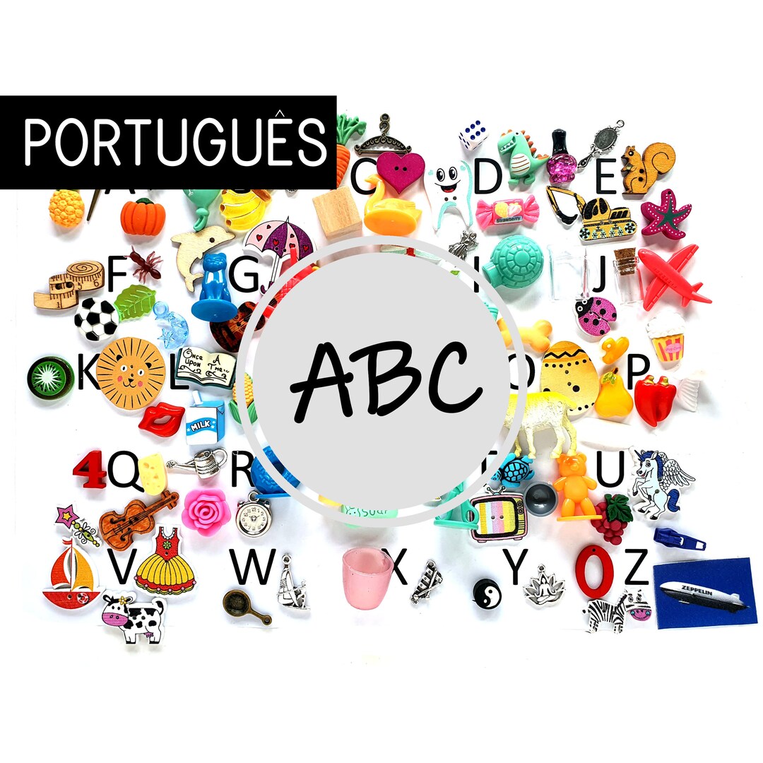 ABC Portuguese 100 Alphabet Objects, Montessori Sound Box Miniatures ...