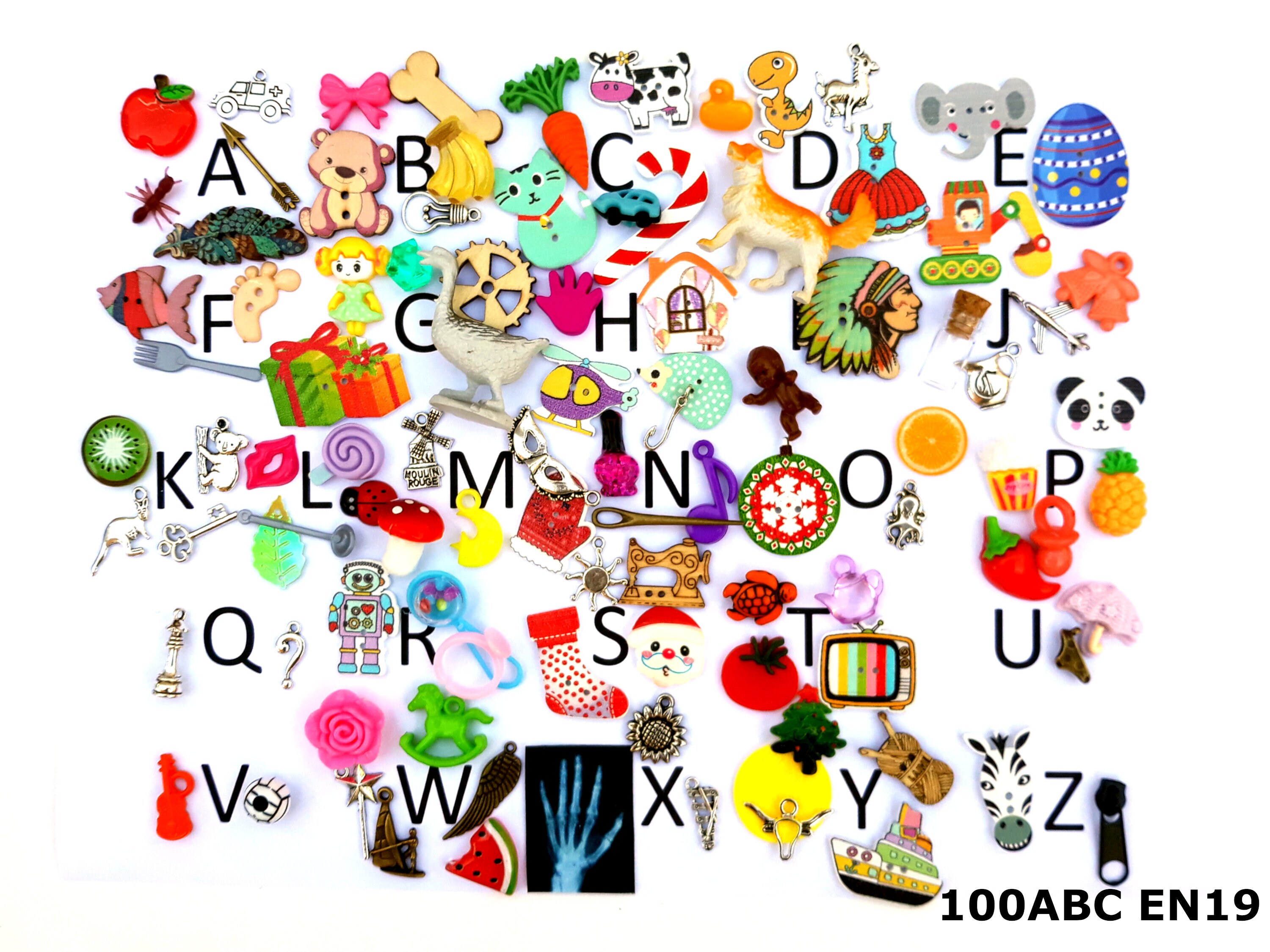 ABC 100 alphabet objects set Montessori sound box miniatures. | Etsy