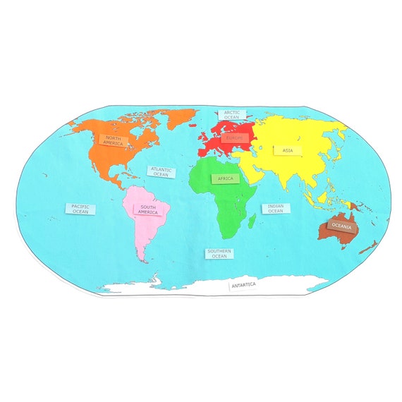 Carte Du Monde Des Océans Et Des Continents