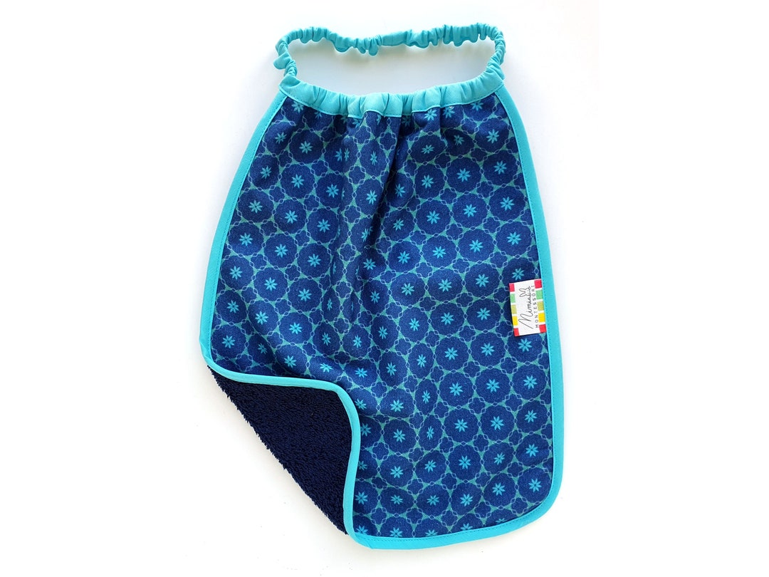 Elastic Montessori Bib Blue Flowers Spring Cotton. Adsobent - Etsy
