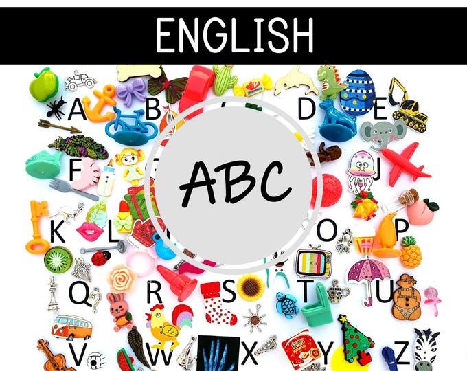 ABC English Alphabet Objects, Montessori Sound Box Miniatures, White ...