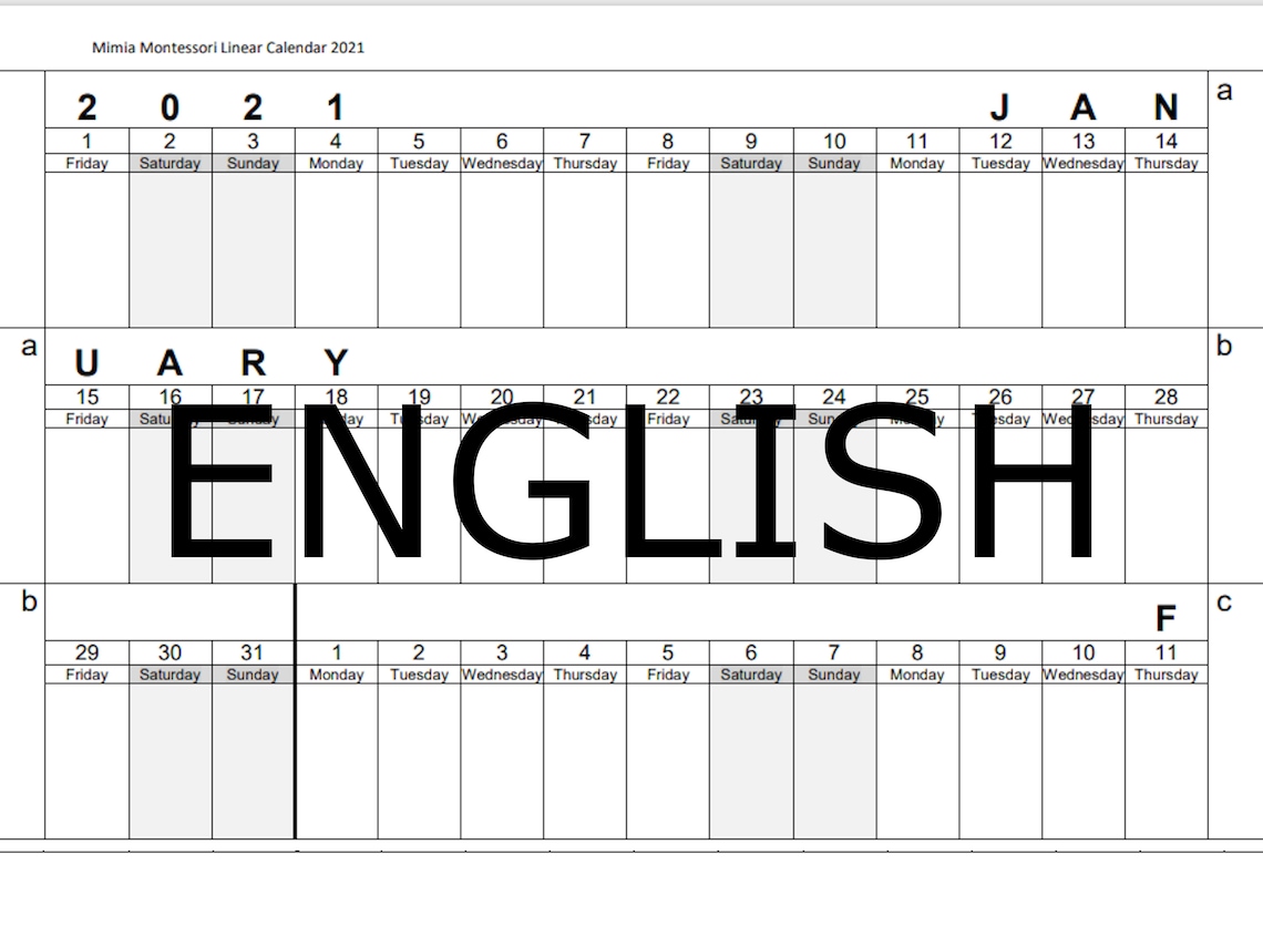 PDF Linear Calendar Montessori Time Beam Waldorf Anual - Etsy