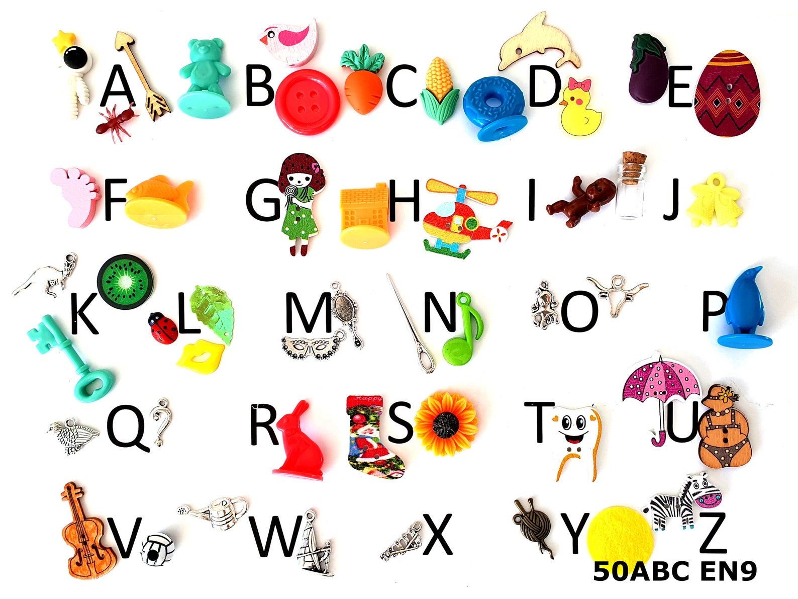 ABC English Alphabet Objects, Montessori Sound Box Miniatures, White ...
