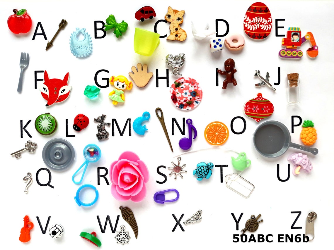 ABC 50 Alphabet objects 50 items miniaturas montessori | Etsy