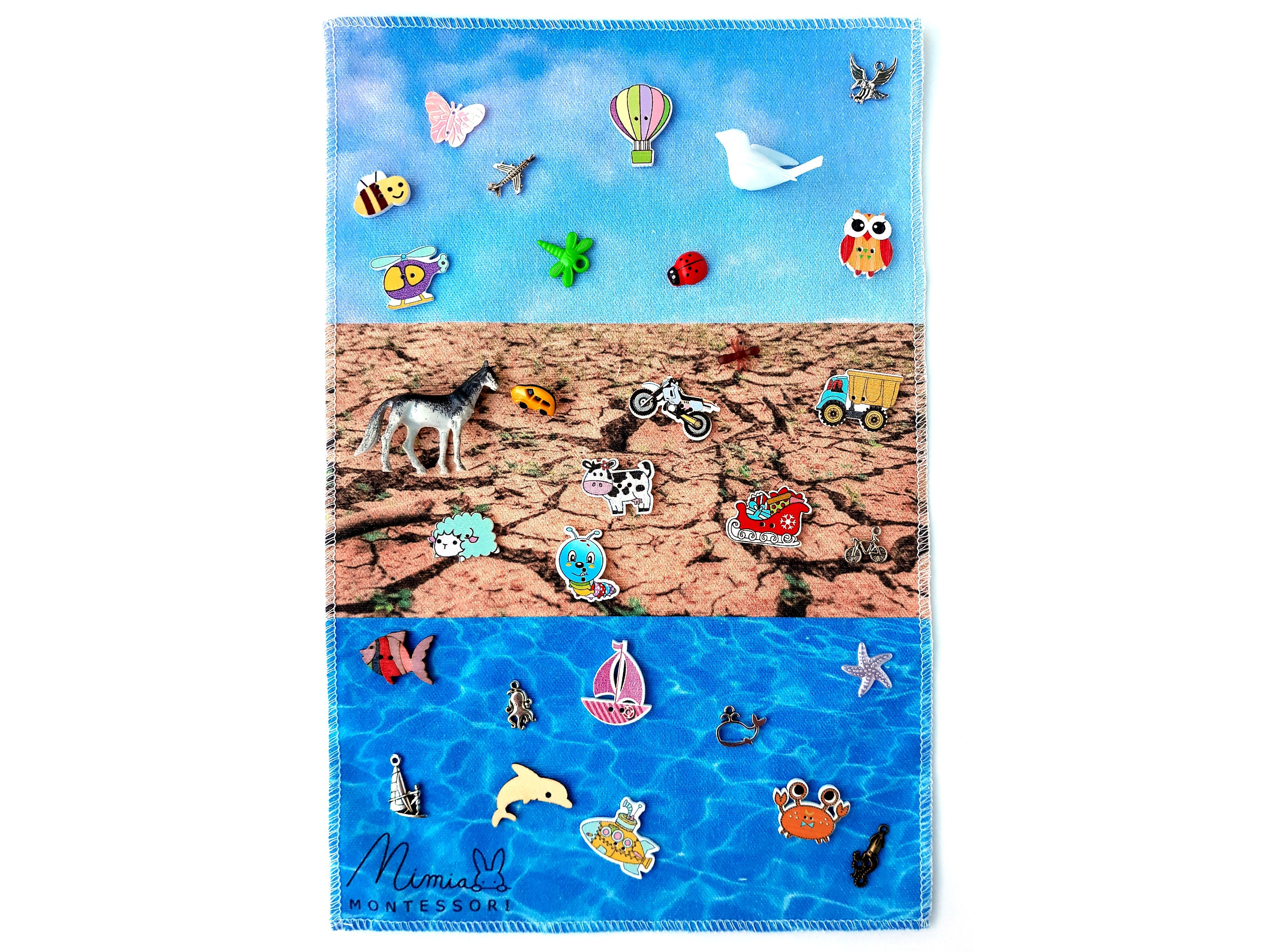 Agua-tierra-aire clasificación del transportes y animales | Etsy España