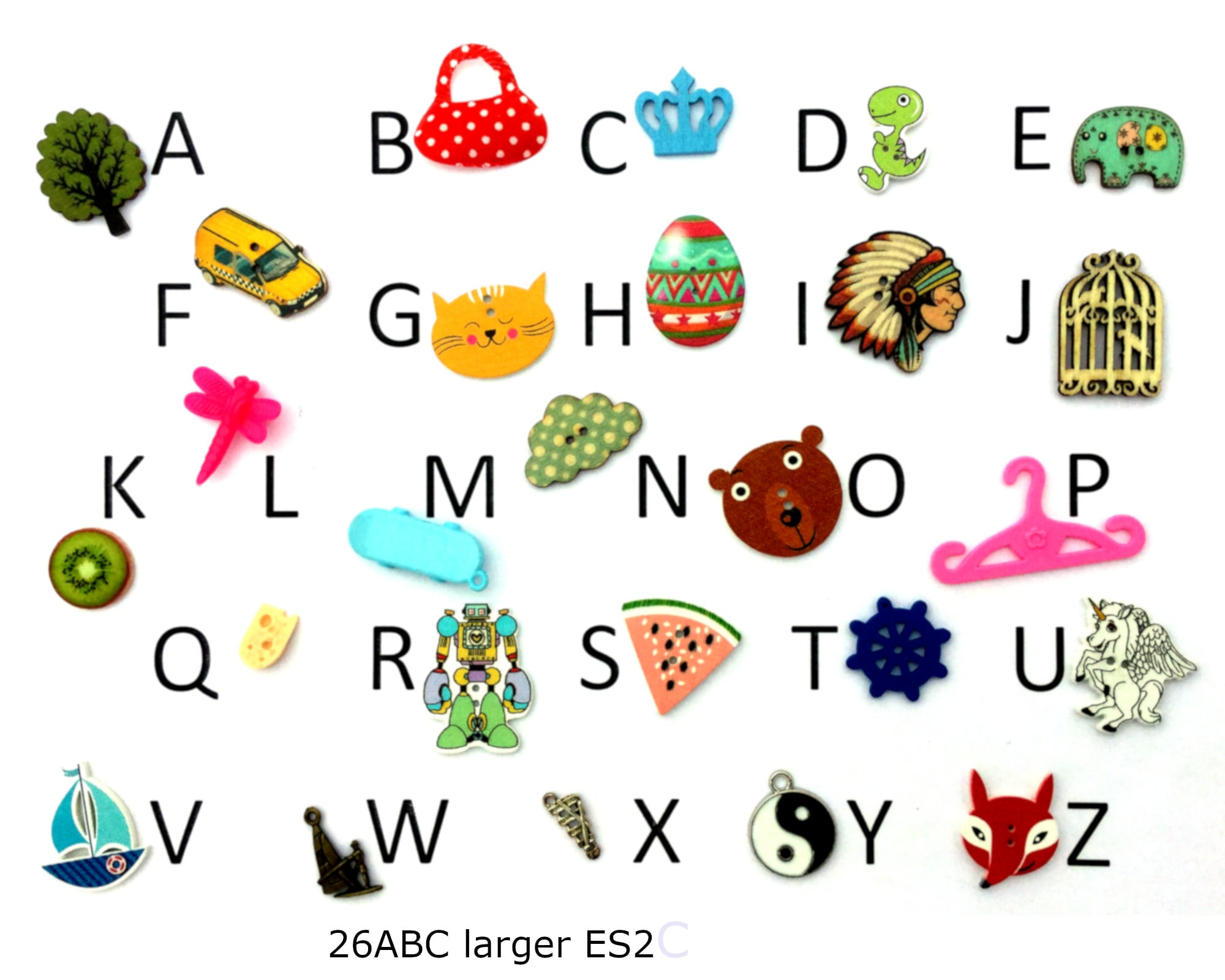 ABC 26 Objetos para abecedario elige Español o Inglés | Etsy