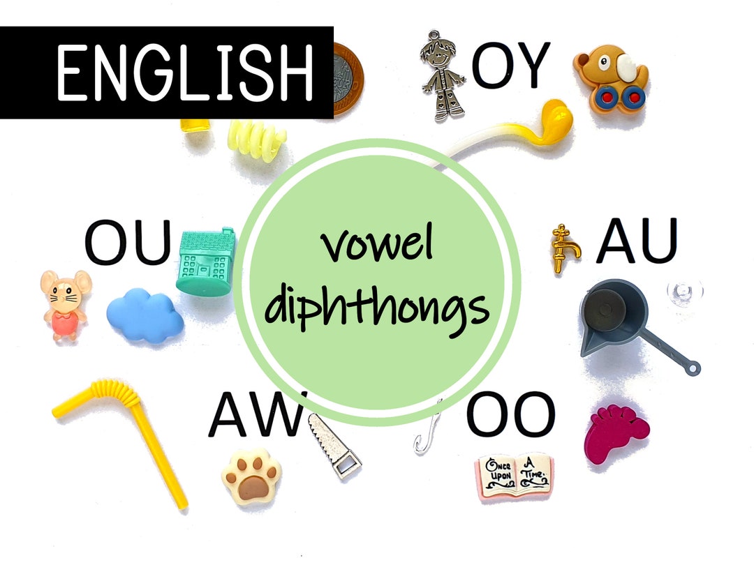 Green Series Vowel Diphthongs Montessori Lenguage Miniatures - Etsy