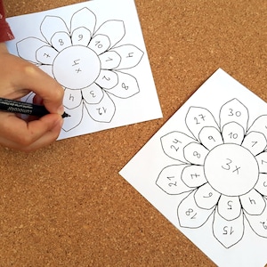 PDF flores de multiplicación 1 a 10 para homeschool, manipulativos de ...