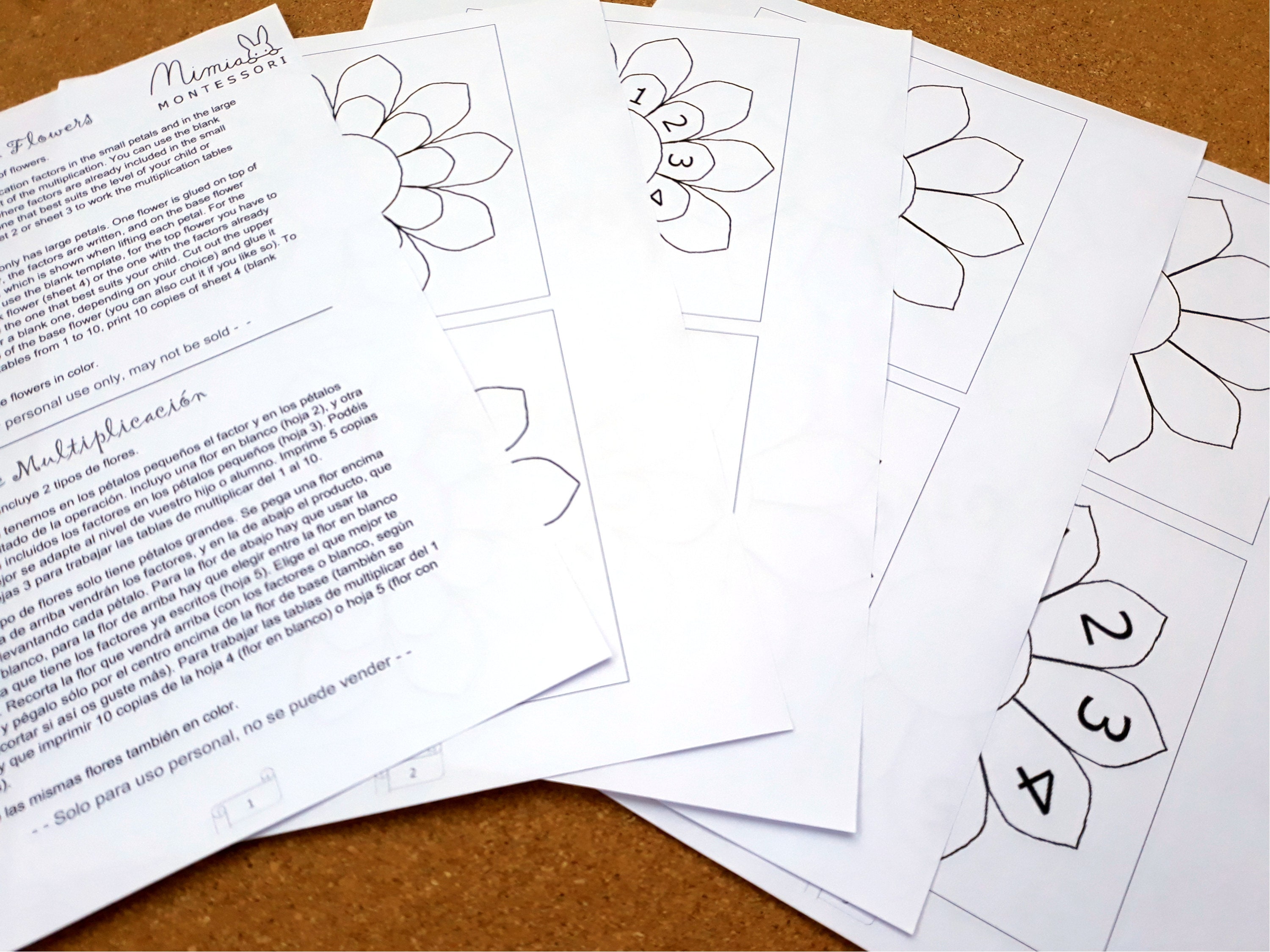 PDF flores de multiplicación 1 a 10 para homeschool - Etsy México
