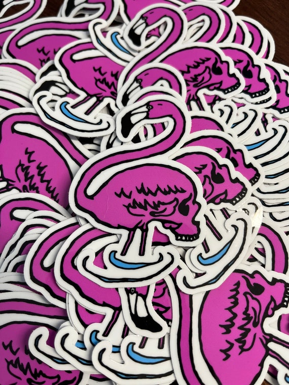 Flamingo Skull Sticker - Etsy